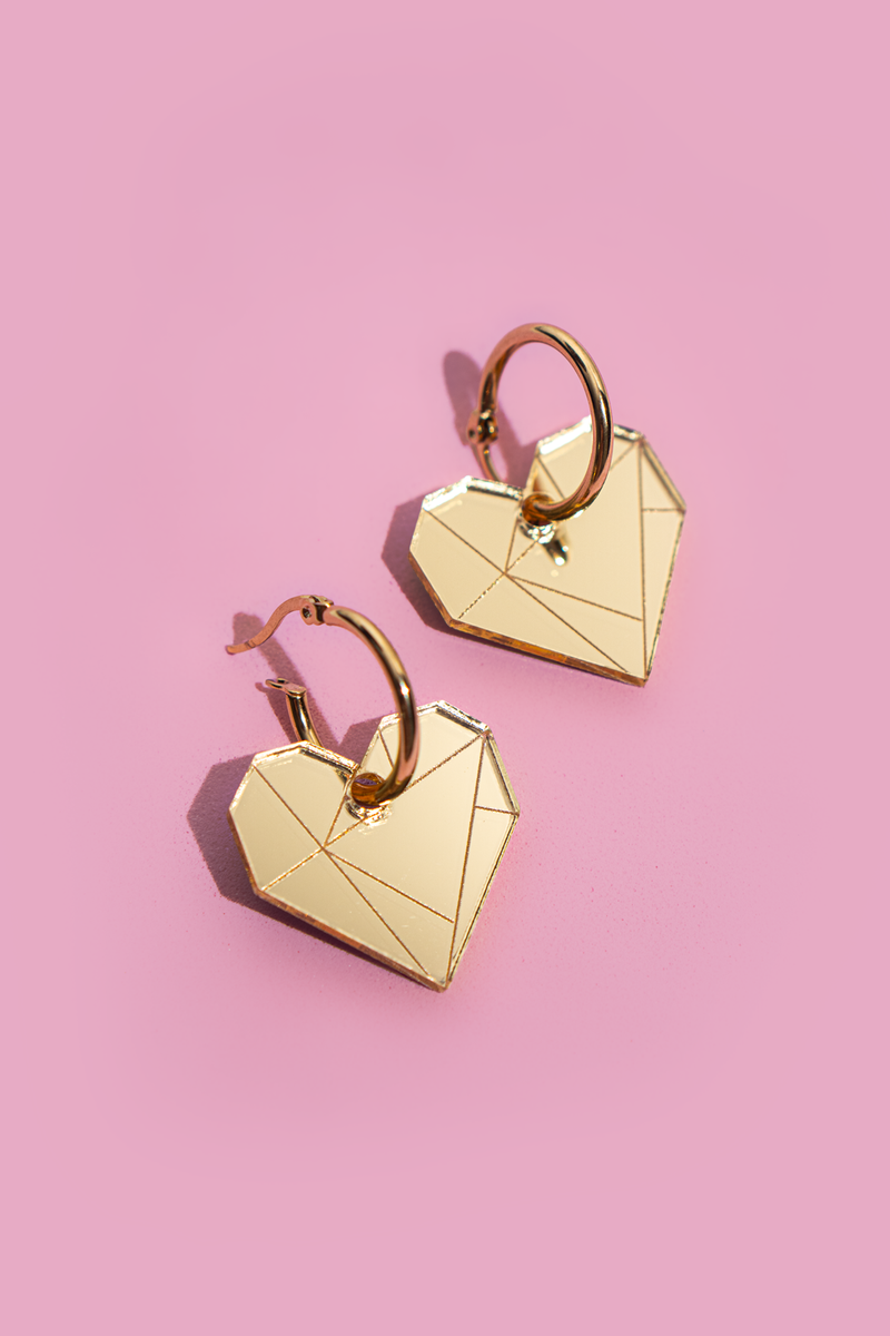 GOLDEN ORIGAMI HEART HOOPS – Imani Handmade
